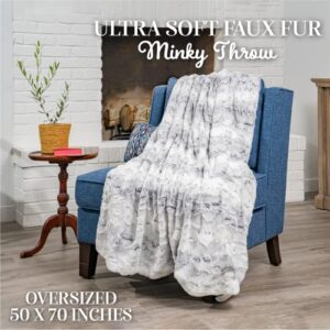 Outrageously Soft Throw Blanket - Ultra Plush Minky Faux Fur Blanket - 50 x 70 Inches - Grey