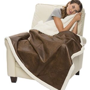 robesale Sherpa Ranch Throw, Premium Blanket, 1.93 Lb Each, 50" X 60", Brown