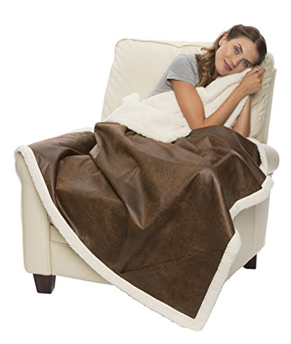 robesale Sherpa Ranch Throw, Premium Blanket, 1.93 Lb Each, 50" X 60", Brown