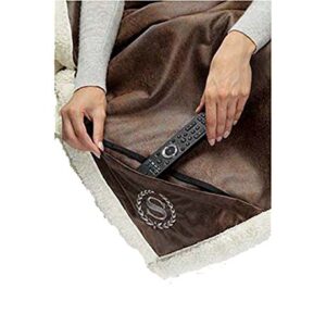 robesale Sherpa Ranch Throw, Premium Blanket, 1.93 Lb Each, 50" X 60", Brown