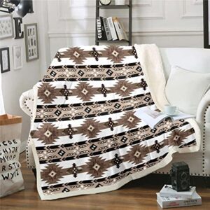 erosebridal southwestern throw blanket 90"x90" bohemian geometric fleece blanket,ethnic tribal arrow blanket western blanket,country decor western room decor for bedroom western bedroom decor brown