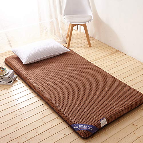 Soft Japanese Quilting Futon Mattresses, Thicken 10cm Tatami Mattress Foldable Floor Mat, Four Seasons Sleeping Pad-Coffee Twin: 90x200cm