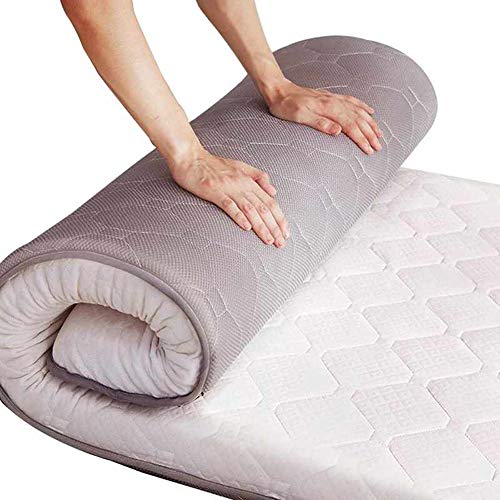 Soft Japanese Quilting Futon Mattresses, Thicken 10cm Tatami Mattress Foldable Floor Mat, Four Seasons Sleeping Pad-White Full: 120x200cm