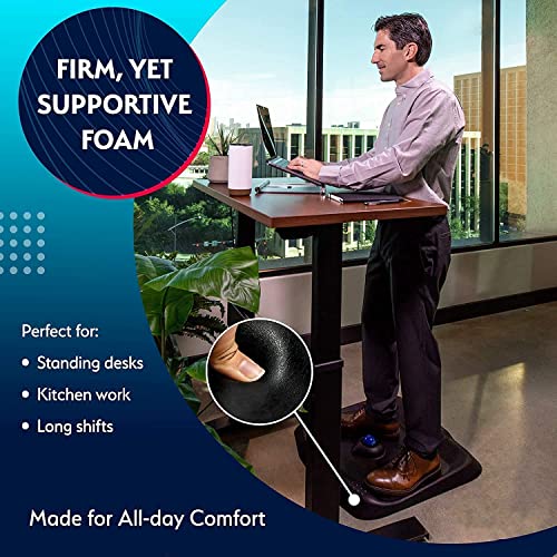 Sky Solutions Anti Fatigue Kitchen Mat ‚Äì Genius Ergonomic Cushioned Floor Mats for Office or Home Standing Desk or Sink w/ Acupressure Massage Ball (Black)