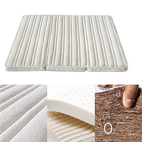 Tri-fold Folding Mattress, Thick Breathable Tatami Floor Mat, Ultra Soft Portable Crib Mattress Play Mat with Travel Adult Guest Camping-White 100x190cm(39x75inch)