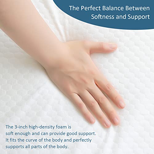 Tri Folding Mattress Topper, Memory Foam Tri-fold Mattress with Ultra Soft Bamboo Waterproof Washable Cover, Full Size (75"x54"x4")