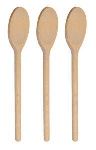 12 inch long wooden spoons for cooking - oval wood mixing spoons for baking, cooking, stirring - sauce spoons made of natural beechwood - set of 3