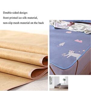 LPZF Foldable Cooling Summer Sleeping Mat, Cool Washable Mattress Topper Not-Slip Design Cartoon Printed Tatami Mat 2 Pieces-k 90x190cm(35x75inch)