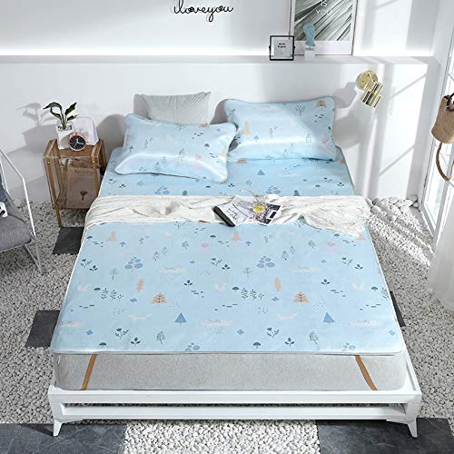 LPZF Foldable Cooling Summer Sleeping Mat, Cool Washable Mattress Topper Not-Slip Design Cartoon Printed Tatami Mat 2 Pieces-k 90x190cm(35x75inch)