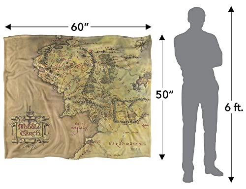 The Lord of The Rings Blanket, 50"x60" Map of Middle Earth Silky Touch Sherpa Back Super Soft Throw Blanket