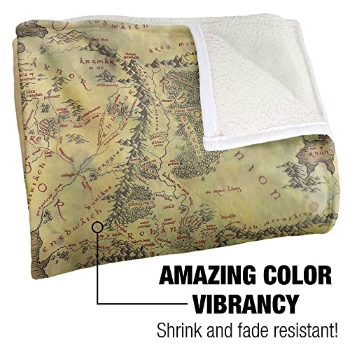 The Lord of The Rings Blanket, 50"x60" Map of Middle Earth Silky Touch Sherpa Back Super Soft Throw Blanket