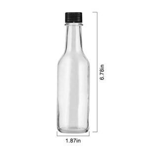 Glass Bottles,Encheng 5oz Clear Woozy Bottles with Shrink Capsules,Small Wine Bottles With Shirnk Bands Glass Hot Sauce Bottles,Empty Small Beverage Bottles Canning Bottles With Black Caps Case of 35