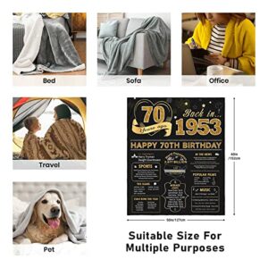 70th Birthday Gifts for Women Or Men - 70th Birthday Gifts Throw Blanket 60 x 50 Inch - 70th Birthday Gift Ideas - Best Gifts for 70 Year Old Woman - 1953 Birthday Gifts for Women