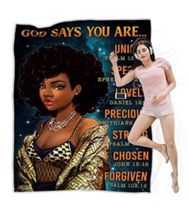 drawpro black girl throw blanket african american queen blanket black women inspirational blanket for girl warm soft fuzzy flannel blanket bed couch sofa chair office camping fluffy cozy 50"x40"