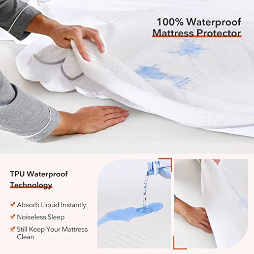 Sweetnight King Size Mattress Topper, 2 Inch Cooling Gel Memory Foam Mattress Topper for Decompression, Ultra Plush Waterproof Mattress Topper with Breathable Design, King Size