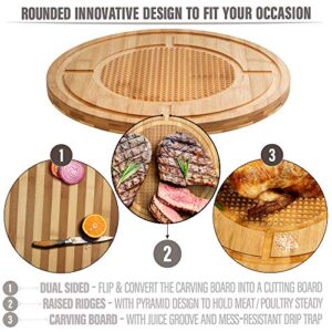 Prosumer’s Choice Large Bamboo Stovetop Cover, Noodle Preparation and Cutting Board and Bamboo Butcher Block Cutting and Chop Board with Juice Groove for Meat Carving - Dual sided