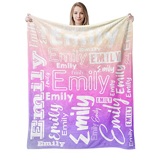 Personalized Name Blanket for Adults,Custom Name Blanket for Women Men,Super Soft Customized Gifts Name Blanket for Birthday Christmas Halloween Mothers Fathers Valentines Day (Color15,60"x80")