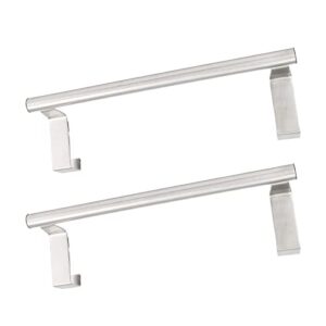 coufce 23cm / 9 inch stainless steel kitchen cabinet towel holder, over door towel rack bar holder, towel rack with hooks for bathroom, over cabinet cupboard doors(2pcs)