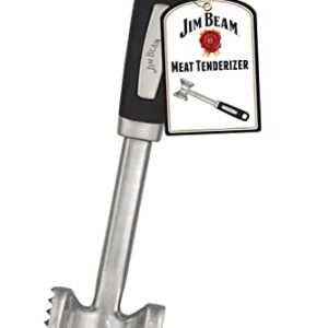 Jim Beam Stainless Steel Heavy Duty Construction Meat Tenderizer with Soft Grip Handle, Medium, Silver