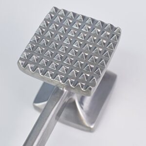 Jim Beam Stainless Steel Heavy Duty Construction Meat Tenderizer with Soft Grip Handle, Medium, Silver