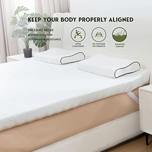 Mattress Topper,3 Inch Gel-Infused Memory Foam Topper with Bamboo Charcoal Infusion Bed Mattress 40 Density Cooling Pad Removable Fitted Bamboo Rayon Cover CertiPUR-US Certified by Lazycat (Twin XL)