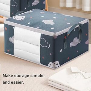 BinTohh Comforter Storage Bag Folding Organizer bag Mothproof Space Saver Large Collapsible Organizers Storage Containers for Clothing, Blanket, Comforters, Toys, Bedding (32 * 45, Navy)