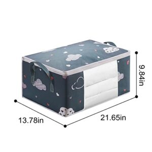 BinTohh Comforter Storage Bag Folding Organizer bag Mothproof Space Saver Large Collapsible Organizers Storage Containers for Clothing, Blanket, Comforters, Toys, Bedding (32 * 45, Navy)