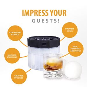 PREMIUM Ice Ball Molds (6-Pack), BPA Free 2.5 Inch Ice Spheres. Slow Melting Round Ice Cube Maker for Whiskey and Bourbon