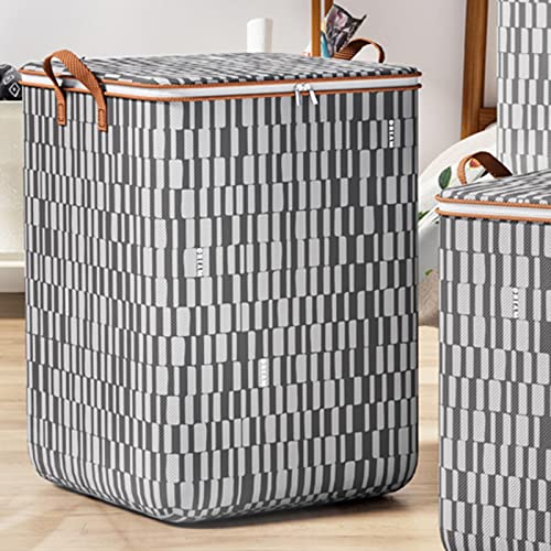 Gralara Clothes Storage Bag Box Tote with Lid Large Capacity Space Saver Clothes Storage Bin Organizer Container for Traveling Vacation Comforters, 180L 50x50x70cm