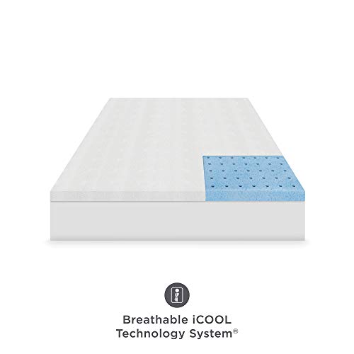 SensorPEDIC 2-Inch Prime Gel-Infused Mattress Topper, Twin, White