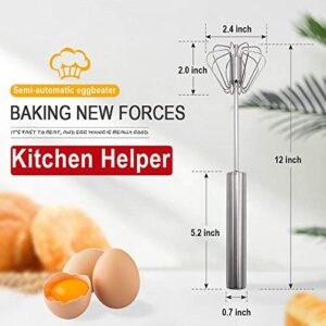 Stainless Steel Eggbeater,egg scrambler,hand mixer, Rotating Semi-Automatic Eggbeater, Allows you to stir Easily Without Feeling Tired, Used for Making Cream of Egg Beater