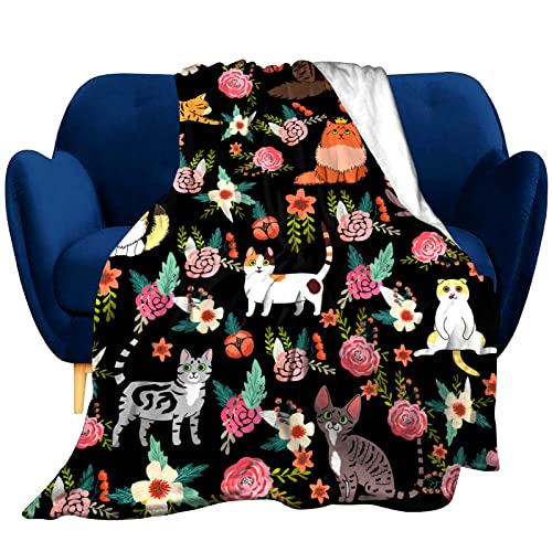 Cute Cat Blanket Super Soft Flannel Fleece Throw Blankets Kids Adults for Bedding Bedroom Living Rooms Sofa Full Season Gifts 50"x40"