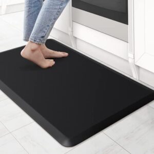 kitchenclouds kitchen mat cushioned anti fatigue kitchen rug 17.3"x28" waterproof non slip kitchen rugs and mats standing desk mat comfort floor mats for kitchen house sink office (black)