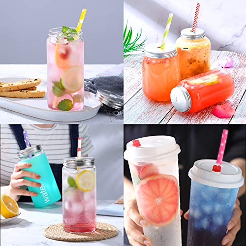 HAKACC 200 Pack Biodegradable Paper Straws for Drinking, 10 Different Pattern Party Straws for Birthday Wedding and Holiday DIY Decorations