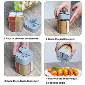 Miayon 2 Pack 4 in 1 Spice Container Salt and Pepper Shaker Transparent Seasoning Shaker Can Filter Lumps Spice Jars for Home Restaurant Camping Travel Cooking BBQ