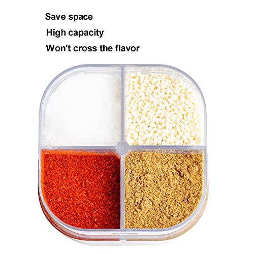 Miayon 2 Pack 4 in 1 Spice Container Salt and Pepper Shaker Transparent Seasoning Shaker Can Filter Lumps Spice Jars for Home Restaurant Camping Travel Cooking BBQ