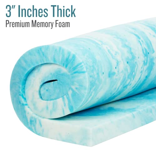 Xtra-Comfort Memory Foam Mattress Topper Queen - 3 Inch Thick Gel Pad for Firm Bed - Soft Sleeping Pillow Top for RV Camping and Dorm - Egg Crate Alternative Luxury Sleep Layer - CertiPUR-US Certified