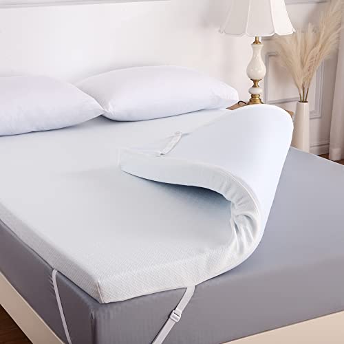 3 Inch Gel Infused Memory Foam Mattress Topper, Full Size High-Density Mattress Toppers with Removeable Washable Cover and Non-Slip Bottom