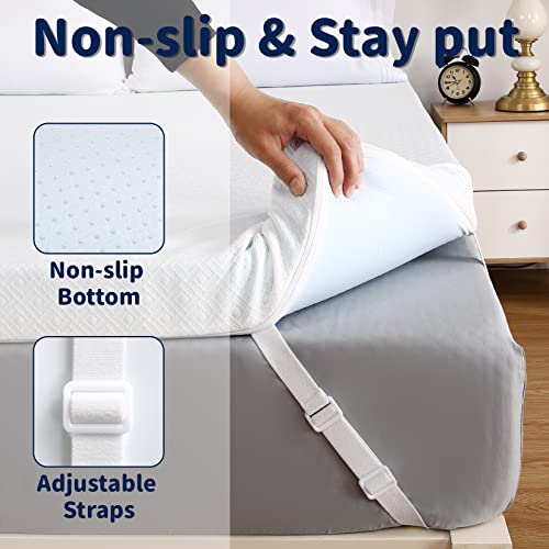 3 Inch Gel Infused Memory Foam Mattress Topper, Full Size High-Density Mattress Toppers with Removeable Washable Cover and Non-Slip Bottom