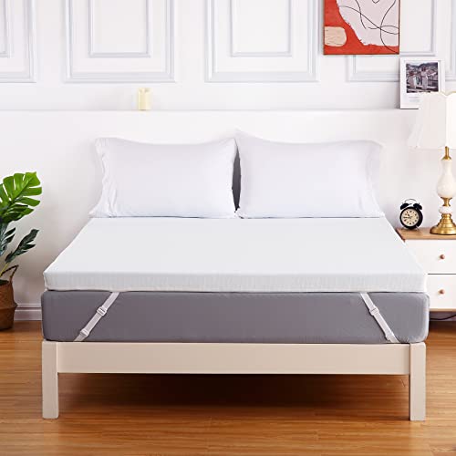 3 Inch Gel Infused Memory Foam Mattress Topper, Full Size High-Density Mattress Toppers with Removeable Washable Cover and Non-Slip Bottom