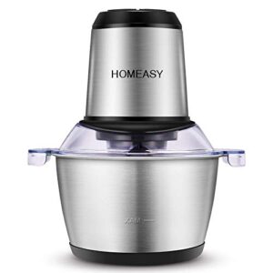 homeasy meat grinder electric, food processor 2l stainless steel meat blender food chopper for meat, vegetables, fruits and nuts with 4 sharp blades, 350w, 8 cups, 110v