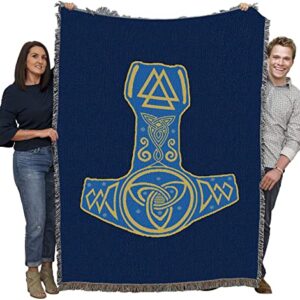 Pure Country Weavers Mjolnir - Thor’s Hammer Blanket- Norse Mythology Fantasy Ancient Symbols Gift Tapestry Throw Woven from Cotton - Made in The USA (72x54)