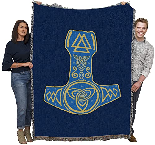 Pure Country Weavers Mjolnir - Thor’s Hammer Blanket- Norse Mythology Fantasy Ancient Symbols Gift Tapestry Throw Woven from Cotton - Made in The USA (72x54)