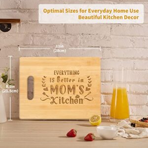 Pandasch Mothers Day Gifts for Mom, Unique Mom Birthday Gifts from Daughters Son - Personalized Engraved Bamboo Cutting Board for Mom with Warm Saying - Everything Is Better in Mom's Kitchen