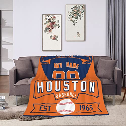 Custom Blanket for Bed Fans Gift Baseball City Winter Summer Fleece Throw Blankets Personalized Name and Number, 30"x40", 50"x60", 70"x80"