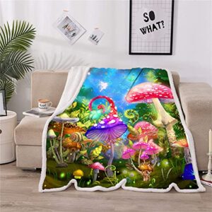 Juirnost Mushroom Blanket Mushroom Throw Blanket Magic Wonderland Fairytale Blanket for Bed Sofa Couch Living Room Decor 50"x60" Trippy Blanket Best Gifts Blanket for Mushroom Lovers