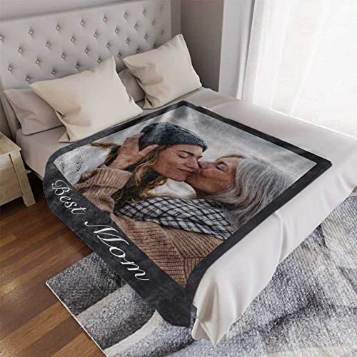 DayOfShe Gifts for Mom-Custom Blanket for Grandma Mother Gifts, Personalized Mom Photo Blanket as Best Mom Ever Gifts from Son