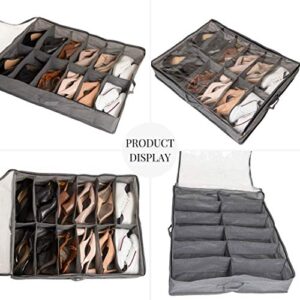 Set of 2 Under Bed Shoe Organizer and Storage for Men, Women and Kids for Up to 12 Pairs Each