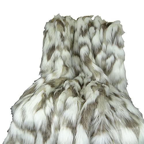 Thomas Collection Ivory Faux Fur Throw Blanket & Bedspread - Tibet Fox Fur - Ivory Beige Luxury Faux Fur - Throw Blanket - Luxury Soft Faux Fur, Handmade in US, 16445