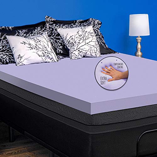 Deco Home 3 Inch Queen Memory Foam Mattress Topper with Relaxing Infused Lavender Scent, Extra Soft, Ventilated Air Flow for Comfortable Sleeping, Reduces Pressure Points, More Restful Sleep